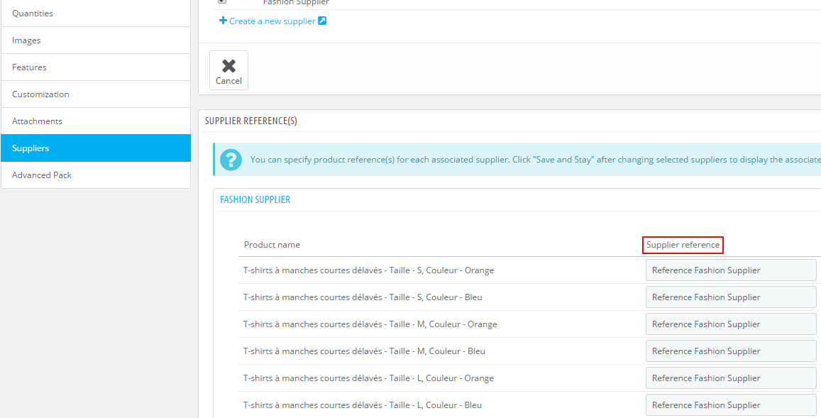 What is the product supplier reference (MPN code) for?